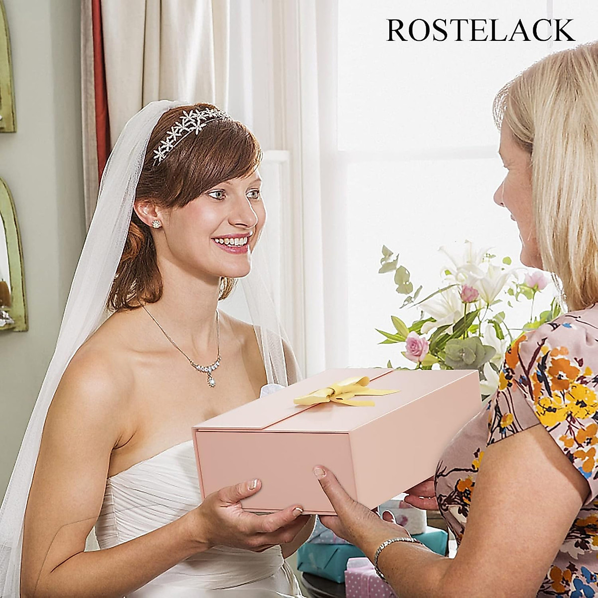 Black Gift Box With Lid 13" X 9" X 4", Deluxe Gift Box With Ribbon Greeting Card and Magnet Closure, Suitable for Wedding, Mother'S Day, Bridesmaid Gift, Graduation, Christmas, Holiday, Birthday, Etc.Black