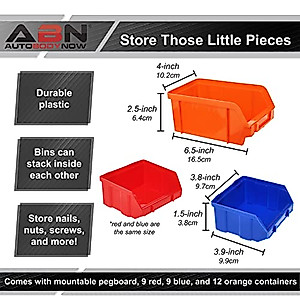 ABN Nail and Screw Organizer Wall Mounted Storage Bins - 30pc Small Parts Organizer for Shop and Garage Storage