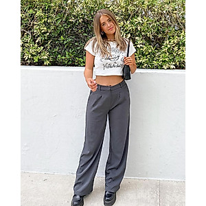 VILIGO Wide Leg Dress Pants for Women High Waisted Work Business Casual Trousers Grey XS