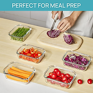 Vtopmart 5Pack 22oz Glass Storage Containers with Lids, Meal Prep Food Containers Sets, Glass Lunch Containers Bento Box with Snap Airtight Lids for Microwave, Oven, Freezer and Dishwasher