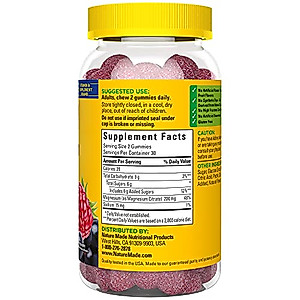 Nature Made High Absorption Magnesium Citrate 200 mg per serving, Dietary Supplement for Muscle, Nerve, Bone and Heart Support, 60 Gummies, 30 Day Supply