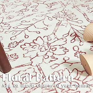 jinchan Area Rug 8x10 Persian Rug Washable Boho Living Room Rug Floral Print Large Rug Indoor Soft Distressed Carpet Thin Rug Bedroom Dining Room Office Farmhouse Red On Cream