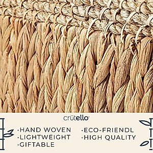 Crutello Woven Baskets for Storage, Rectangular Wicker Wall Baskets with Built-in Handles, Wicker Decorative Baskets, Boho Baskets for Organizing Gifts, Pantry, Laundry, Living Room and More