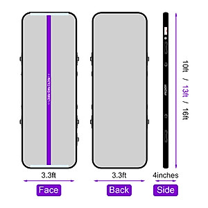 10 ft VOFiTNY Inflatable Gym Mats 4-in Thick Air Mat Tumble Track for home/gymnastics/cheer/tumbling