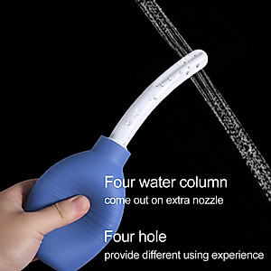Douche Enema Bulb for Men or Women - with Anti Back-Flow and 8 Shower Holes, Easy to Clean and Reusable Douche Cleaner (10 oz) (blue)