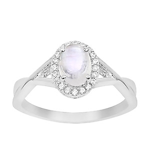 Solitaire Oval 1 Ctw Multi Choice Natural Gemstone Birthstone Sterling Silver 925 Women Wedding Ring GIFT FOR HER Moonstone, Sz7