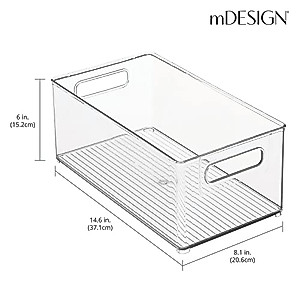 mDesign Deep Plastic Storage Organizer Container Bin, Game and Comic Organization for Cabinet, Cupboard, Playroom, Shelves, or Closet - Holds Video Games, Tablets, DVDs, Ligne Collection, Clear