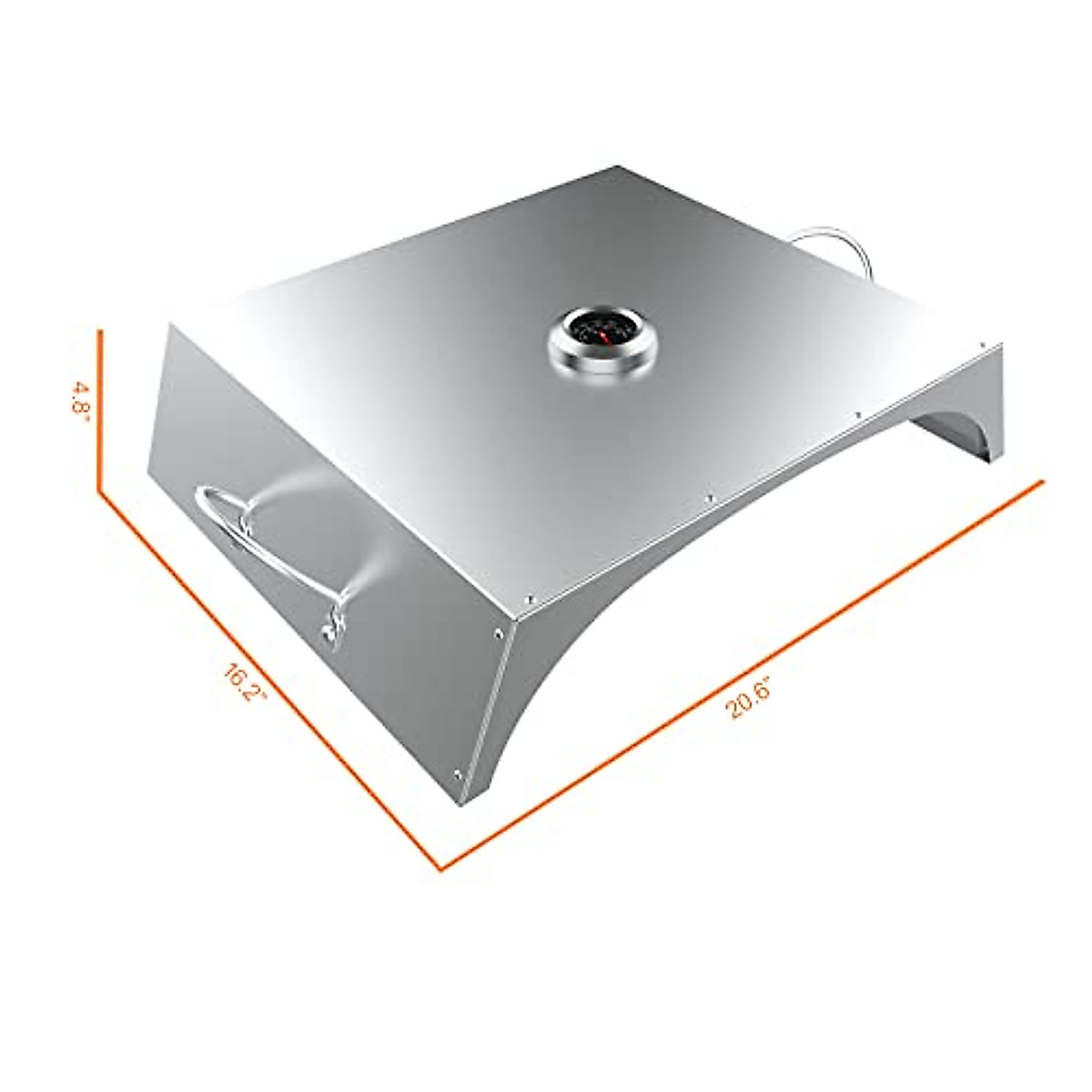 Grill Top Pizza Oven Kit, Outdoor Stainless Steel Pizza Maker with 15" Cordierite Pizza Baking Stone, Pizza Peel, Pizza Roller Cutter, Built-in Thermometer