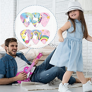 24 Pieces Unicorn Guitar Picks, Unicorn Guitar Picks with 1 Pick Holder Case, Guitar Picks for Guitar Bass Music Instruments