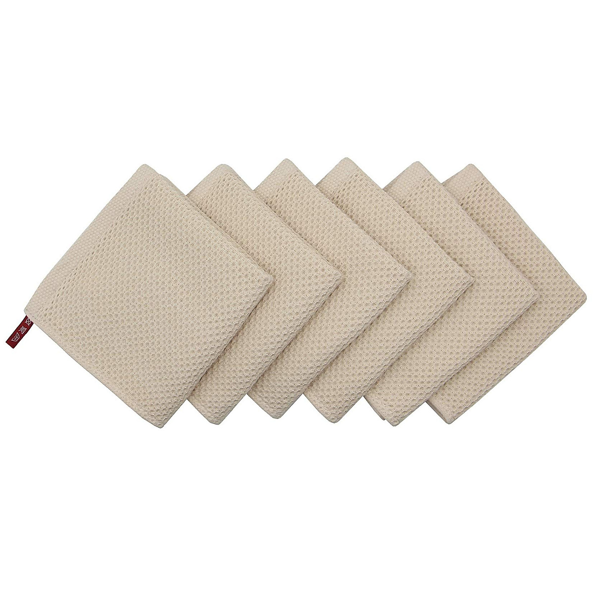 Mia'sDream Natural Cotton Dish Cloths Dish Rags, Waffle Weave Kitchen Dish Towels, Soft Dish Cloths for Washing Dishes, Absorbent Kitchen Hand Towel Washcloths, 12inchx12inch 6 Pack (Beige)