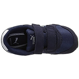 PUMA Unisex-Child ST Runner 2 Mesh Hook and Loop Sneaker, Peacoat-Puma White, 4, Toddler US