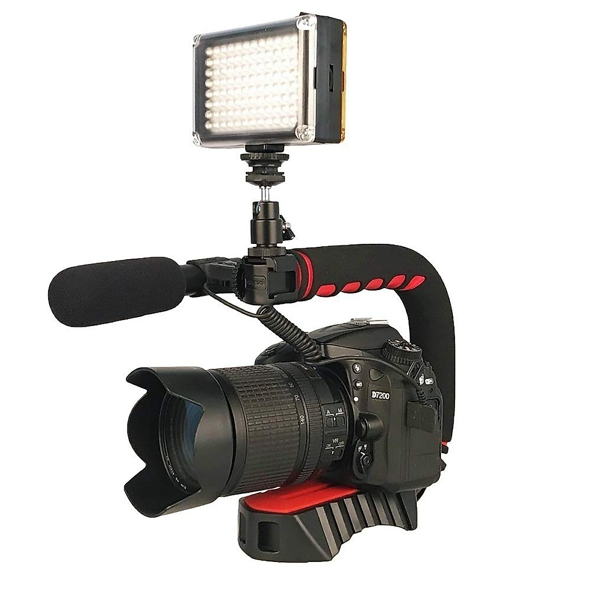 Camera Video Stabilizer Handle Video Grip Camera Video Light Triple Shoe Mount for Gopro for DSLR Sony Nikon Canon for iPhone (Set1)