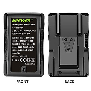 Neewer V Mount/V Lock Battery - 95Wh 14.8V 6600mAh Rechargeable Li-ion Battery for Broadcast Video Camcorder, Compatible with Sony HDCAM, XDCAM, Digital Cinema Cameras and Other Camcorders