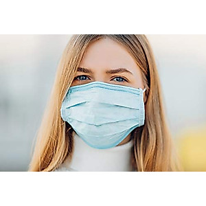 M MAJOR - Q Disposable Face Masks 3 Ply Protection Safety Mask for Dust Air Pollution Personal Protective Mouth Cover for Facial Prevention Earloop Masks Bulk Blue Indoor and Outdoor Use 50pc