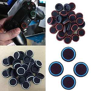 shlutesoy 4Pcs Replacement Silicone Thumb Grip Stick Cap Covers,Controller Thumb Silicone Stick Grip Cap Cover for PS3 PS4 Xbox ONE Red
