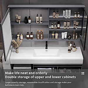 ZGNBSD Bathroom Vanity Set - Includes Modern Floating Bathroom Vanity with Sink & LED Intelligent Fog Mirror Cabinet (24")