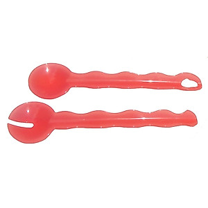 Tupperware Impressions Salad Serving Set Tongs Interlocking Spoons Watermelon Red