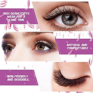 16 Pairs Reusable Self Adhesive Eyelashes Waterproof Stable False Lashes Self Stick Easy to Apply False Eyelashes with Tweezers for Women Girls Gift Non Slip Natural No Eyeliner Look, Black (black)