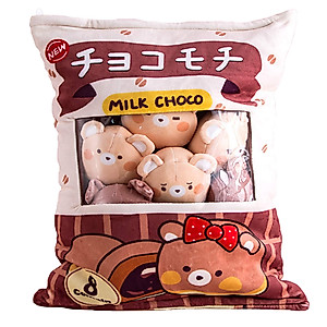 Nenalayo Cute Bag of Chocolate Bear Plush Toy Soft Throw Pillow Stuffed Animal Toys Creative Gifts Room Decor Creative Gifts for Girls