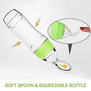 Baby Mate 2 PCS Silicone Baby Food Dispensing Spoon (Blue, 3oz/90ml, Ideal for 4 Months+ Babies) - Squeeze Feeder with Spoon - Spoon Bottle for Baby - Baby Spoon Feeder Bottle Baby Solid Food Feeder