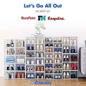 24 Pack Medium Shoe Organizer Shoe Storage Box for Closet, Shoe Boxes Clear Plastic Stackable, Sneaker Storage Shoe Containers Shoe Box Storage Containers, Clear Shoe Boxes Stackable Storage Bins