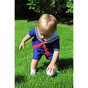 Petit Ami Baby Boys’ 2 Piece Nautical Bobby Suit with Collar, 18 Months, Navy