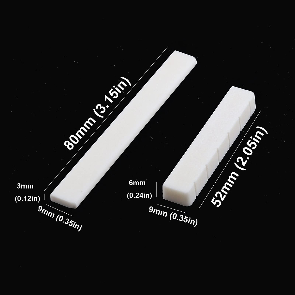 Mr.Power 6 String Guitar Bone Bridge Saddle and Nut Made of Real Bone (For classic)