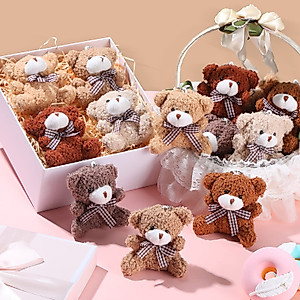 24 Pack Mini Bear Toys Bulk Plush Stuffed Animals Jointed Doll 3.15 Inch Bear Keychain for Teens Girls Adult Birthday Wedding Graduation Gift Decoration Party Favor Backpack DIY Pendant (Stylish)