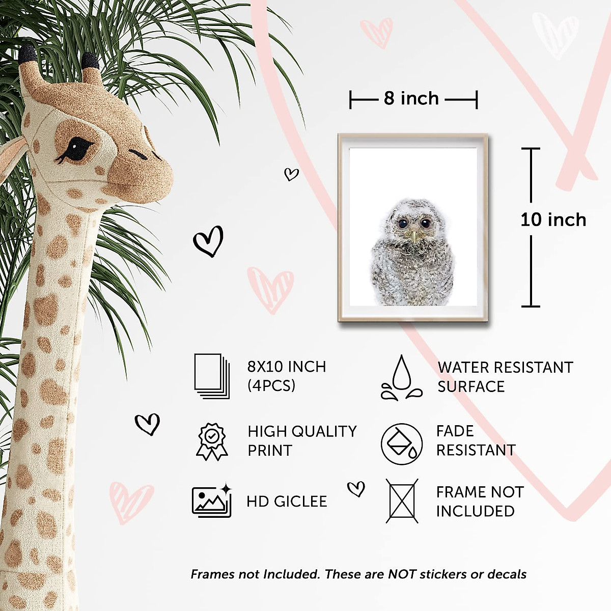 Designs by Maria Inc. Set of 6 UNFRAMED Woodland Nursery Decor Animal Posters | Zoo Theme Baby Room Decorations | Safari Jungle Nursery Wall Art Prints | Baby Animals Prints Nursery Decor Set (8"x10")