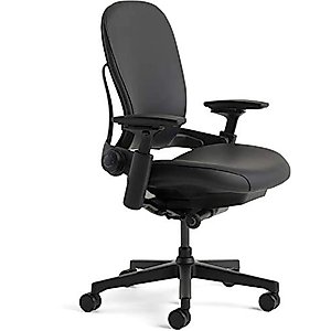 Steelcase Leap 46216179S Office Desk Chair, Black Leather
