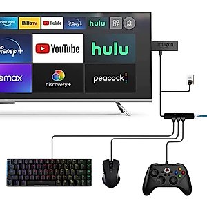 4 in 1 Ethernet Adapter and 3 Ports USB OTG Hub for Fire TV Stick 4K/Chromecast/Google Home Mini/Raspberry Pi Zero and Other Streaming TV Sticks,Micro USB OTG Cable HUB with Powered Network Adapter