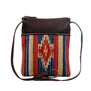 Myra Bag Flaming Small & Cross-Body Bag Upcycled Cotton & Cowhide Leather S-3068