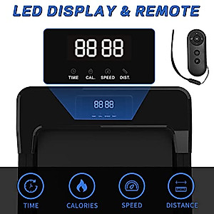 Walking Pad Treadmill Under Desk Treadmill 300lb Capacity, Mini Standing Desk Treadmill for Office Under with Remote Control - Walking Jogging Machine for Home Office(Blue)