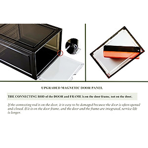 JECCICHY 10 Pack Black Shoe Storage Boxes Stackable, Plastic Shoe Boxes with Lids, Sneaker Storage, Transparent, Thick Hard, Drop Front Door, Within US Size 13, Size: 13.54”x10.63”x7.48”