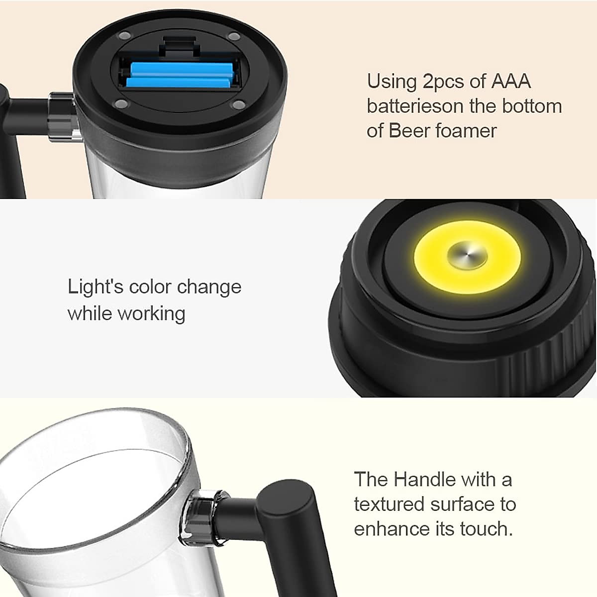 Beer Foamer,Electric Ultrasonic Portable Beer Dispenser,Ultra Fine Foam, Enjoy Fresh Draft Beer from Any Can or Bottle, for Birthday, Father's Day of Beer Lovers