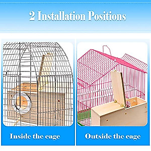 XonyiCos Wood Bird Nest for Cage, Parrot Nest Breeding Box, Pet House for Parakeet Budgie Cockatiel Lovebirds, Nesting Box with Perches, Feeder, Waterer, Natural Coconut Fiber (M(5.1x5.1x9.6in))