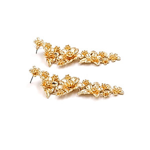 Flower Earrings for Women, Flower Floral Earrings Flower Chandelier Dangle Earrings Hypoallergenic, Gold Hawaiian Flowers Drop Earrings, Flower Jewelry Funny Earrings