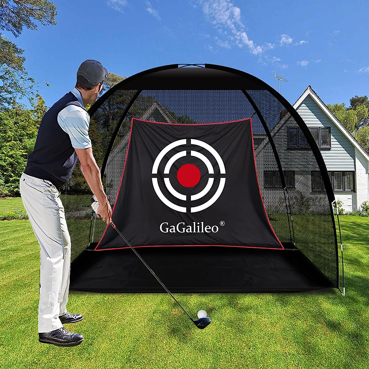 Golf Hitting Practice Nets for Backyard Driving Heavy Duty Men Real Indoor Golf Balls Hitting Pitching Driving Nets for Indoor Outdoor Garage Use Golfing Swing Training Impact Cages with Frame and Net