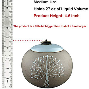 M MEILINXU Funeral Medium Keepsake Urn for Ashes - Ceramics Cremation Urn for Human Ashes - Hand-Painted -Fits a Small Amount of Cremated Remains- Display Burial at Home or Office (Brown Tree of Life