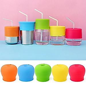 Silicone Sippy Lids Pack of 5, maxin Silicone Spout Makes Cup into Spill-Proof Sippy Cup for Babies and Toddlers