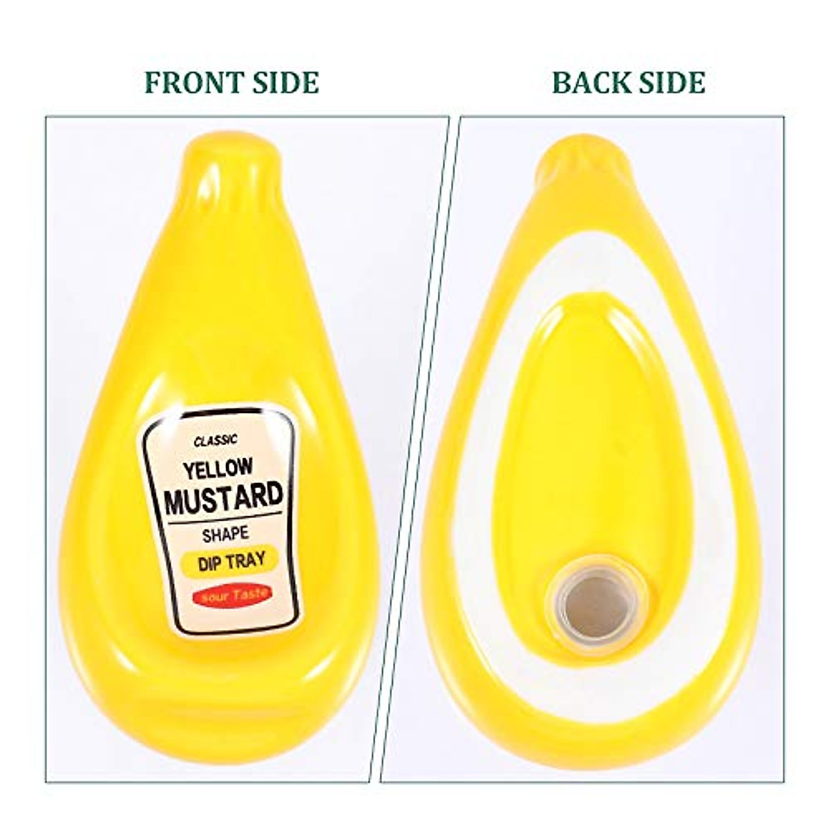 NUOBESTY Ceramic Soy Dipping Bowl Creative Tomato Ketchup Bottle Shaped Sauce Seasoning Dish Porcelain Mustard Serving Plate Dinnerware For Home Restaurant (Yellow)