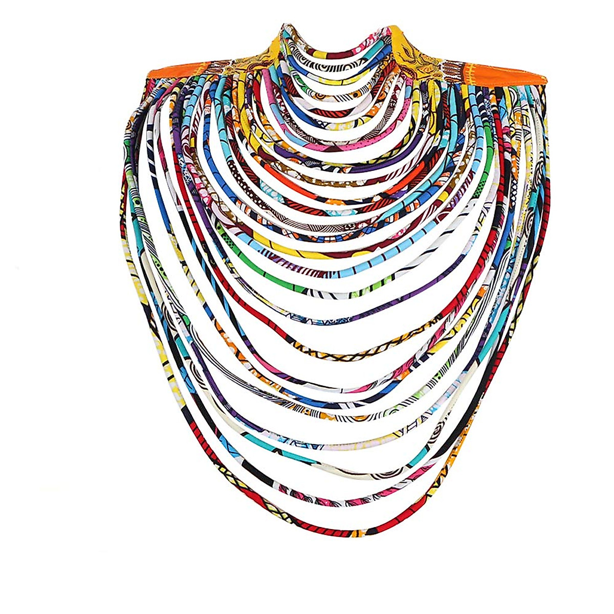 BAZINRICHE Women's Handmade Necklaces Ankara Kente Necklace Long Multi Strand African Wax Collar