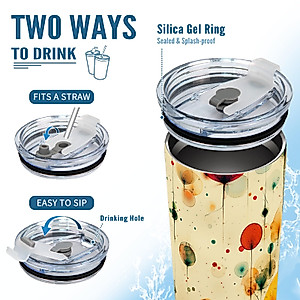 QWEUIOP 20oz Insulated Travel Coffee Mug Vintage Hand Drawn Polka Dots Stainless Steel Tumbler with Lid Double Wall Vacuum Coffee Cup For Hot and Cold Drinks14265