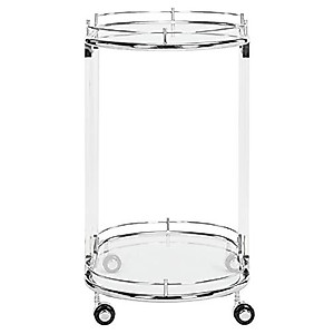 Safavieh Home Collection Lennon Acrylic Trolley Bar Cart, Clear/Silver