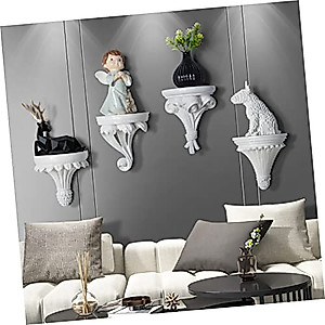 Cabilock Household All Holder Decorative Rack Living Pot Stand Shelves Art Room White Display Kitchen for Resin Baroque Wall-Mounted Retro Bookshelf Style Wall Flower Decoration Bracket