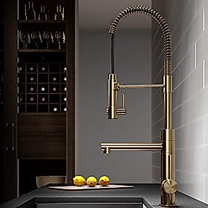 KRAUS Artec Pro 2-Function Commercial Style Pre-Rinse Kitchen Faucet with Pot Filler in Brushed Gold, KPF-1603BG (Pack of 3)