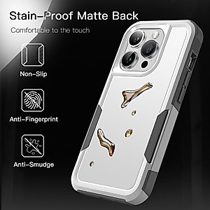 JETech Case for iPhone 14 Pro 6.1-Inch, Heavy Duty Dual-Layer Rugged Protection, Shockproof Protective Tough Phone Cover with Matte Back (White)