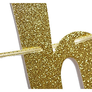 Happy 10th Birthday Glitter Garland Banner-Happy 10th Birthday Party Supplies (Gold & Blue)