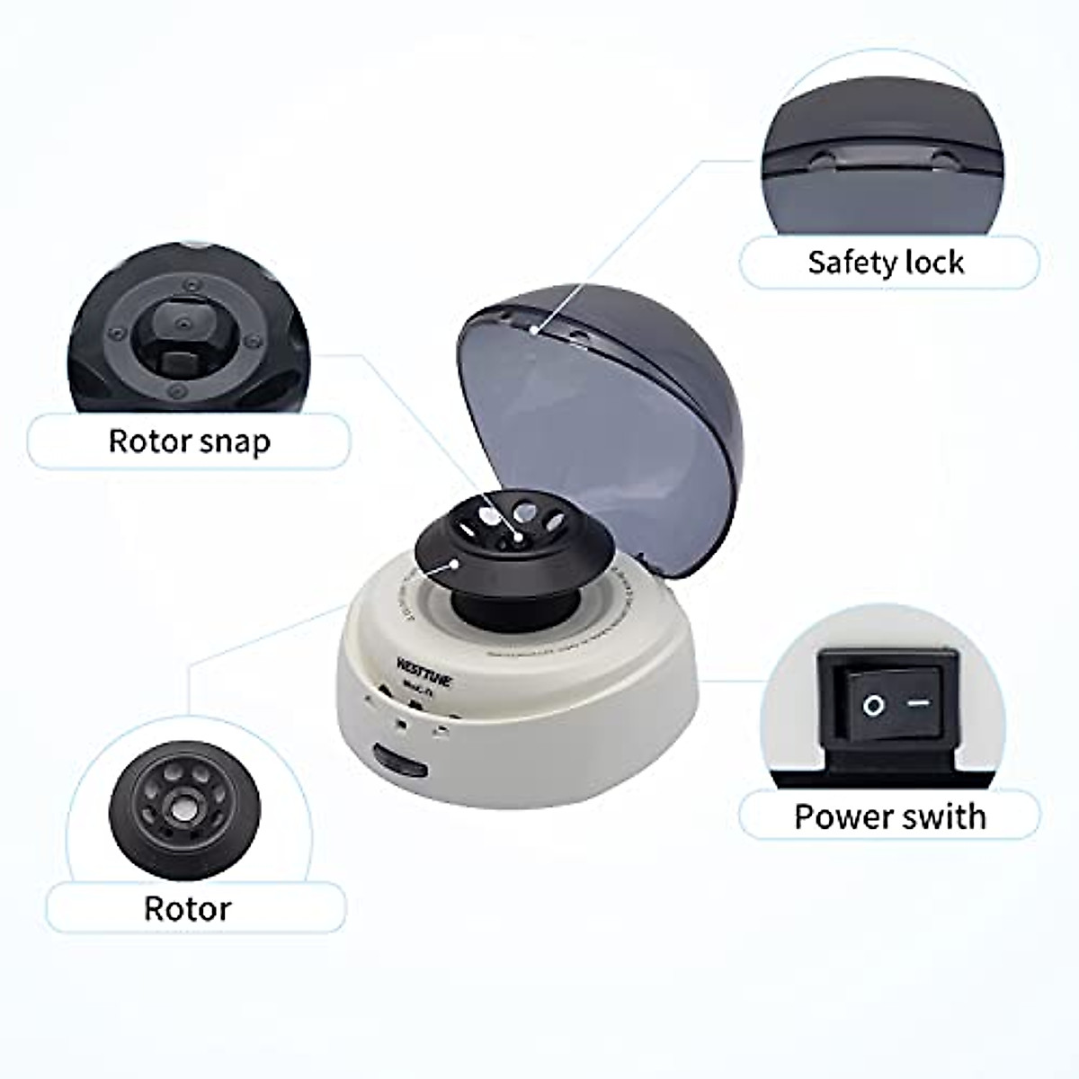 WEST TUNE Mini Centrifuge Machine 7000rpm Lab Benchtop Centrifuge Palm Microcentrifuge with Low Noise 2 Rotors for 0.2/0.5/1.5/2ml Centrifuge Tubes and PCR Strips
