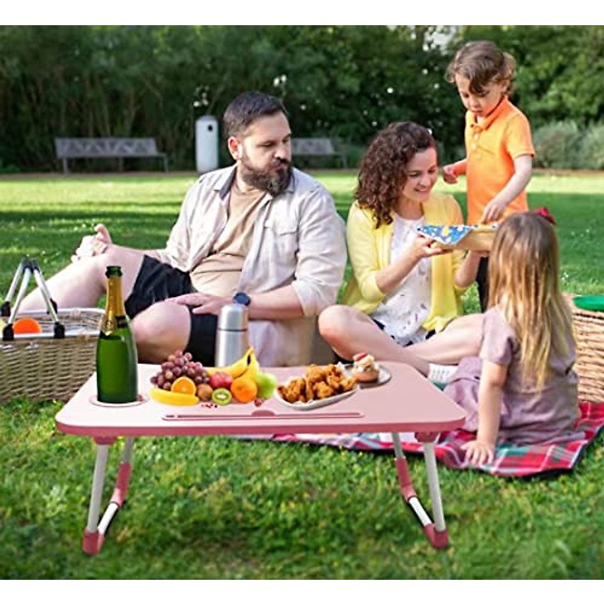 Foldable Bed Table for Laptop, Laptop Desk Table Stand, Laptop Bed Tray Table with Storage Drawer, Notebook Stand Lap Desk for Writing Reading Eating, Portable Laptop Table for Bed Sofa Floor